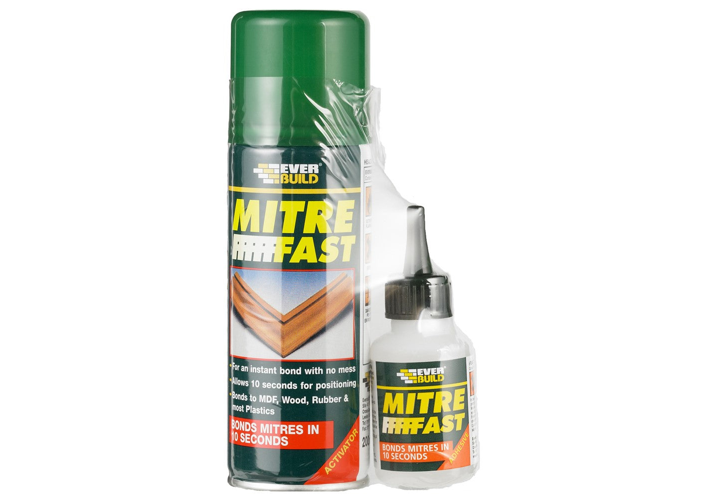 Everbuild Mitre Fast Two Part Bonding Kit, 50g Adhesive / 200ml Activa